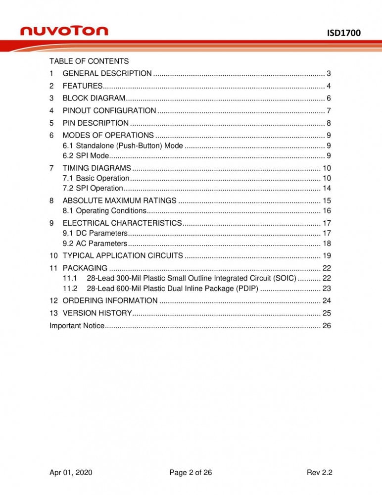 ISD17240PY datasheet page 2
