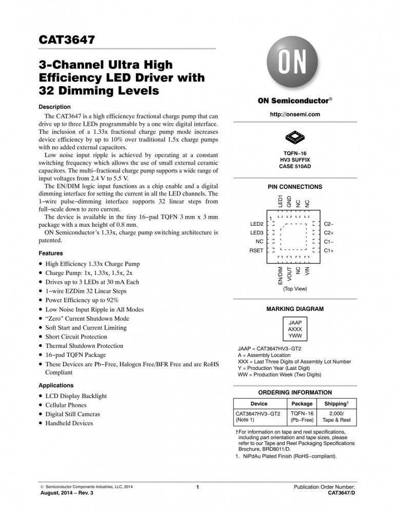 CAT3647 datasheet page 1