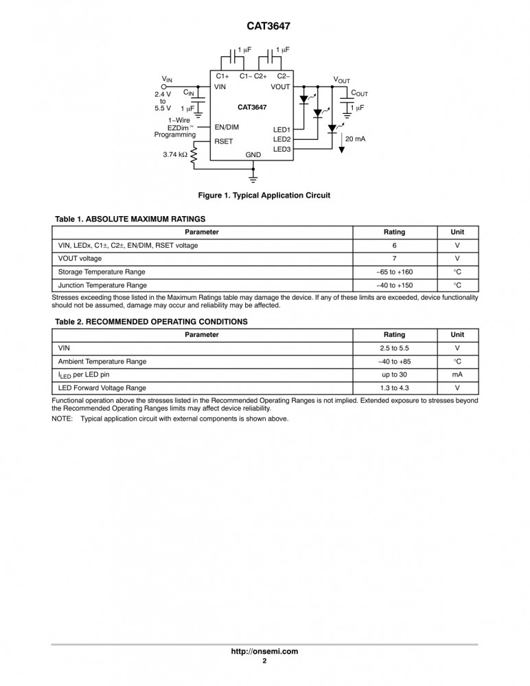 CAT3647 datasheet page 2