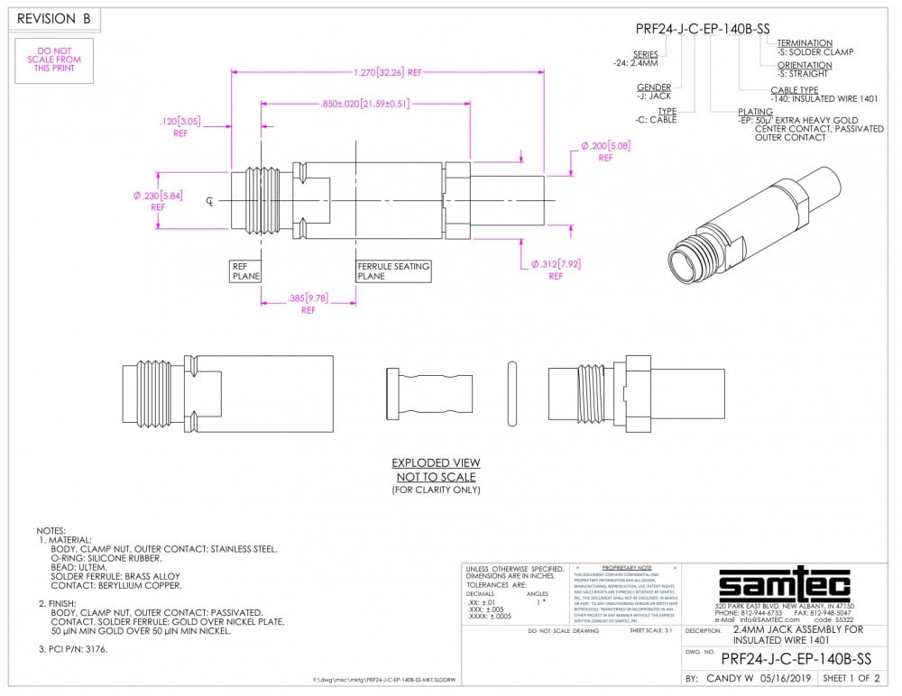 PRF24-J-C-EP-140B-SS technical drawing page 1