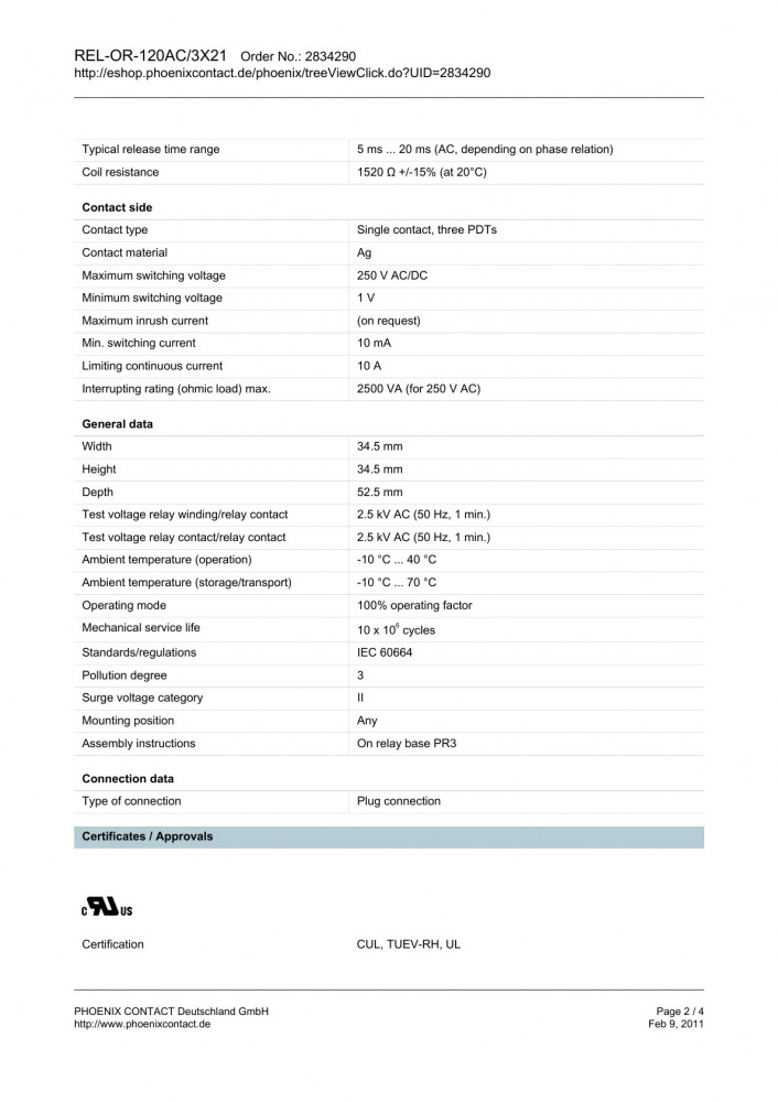 Phoenix Contact 2834290 technical document page 2