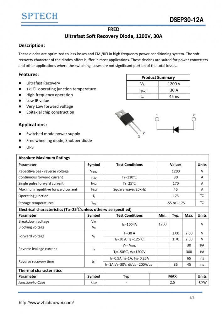 DSEP30-12A technical document page 1