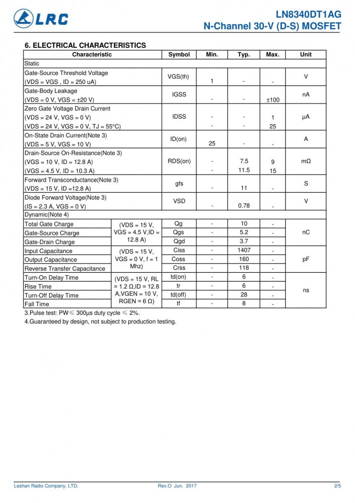 LN8340DT1AG technical document page 2