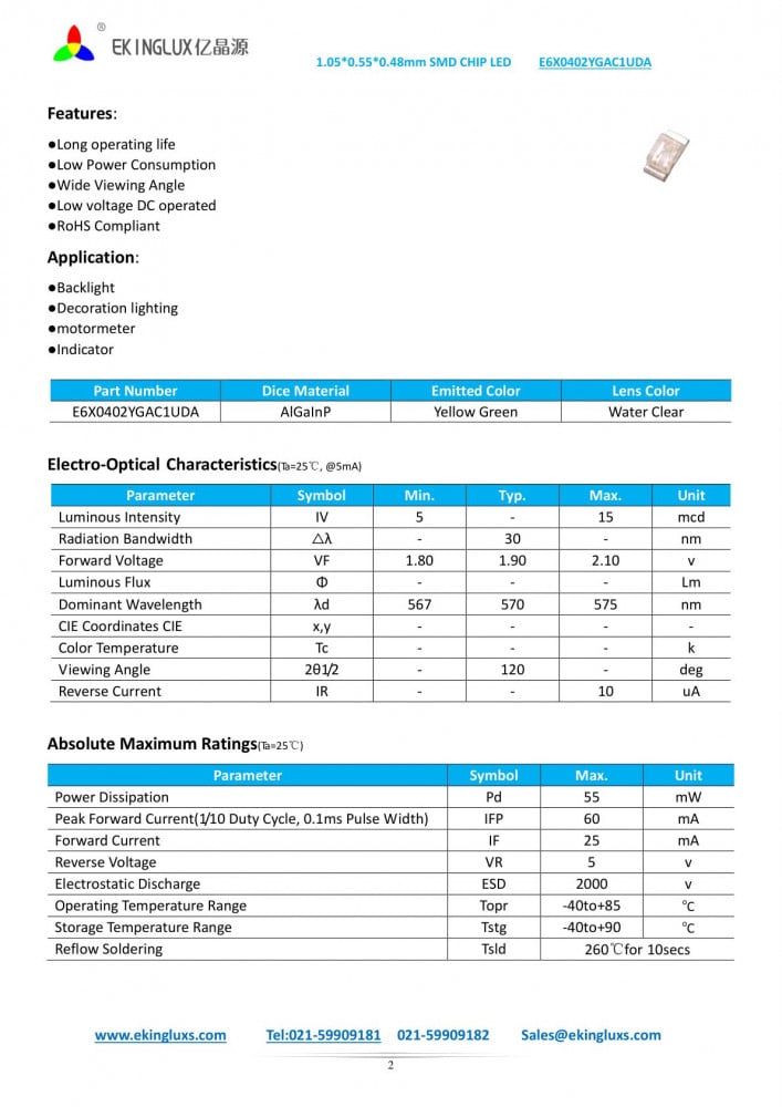 E6X0402YGAC1UDA datasheet page 2