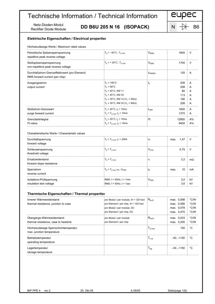 DDB6U205N16L technical document page 1