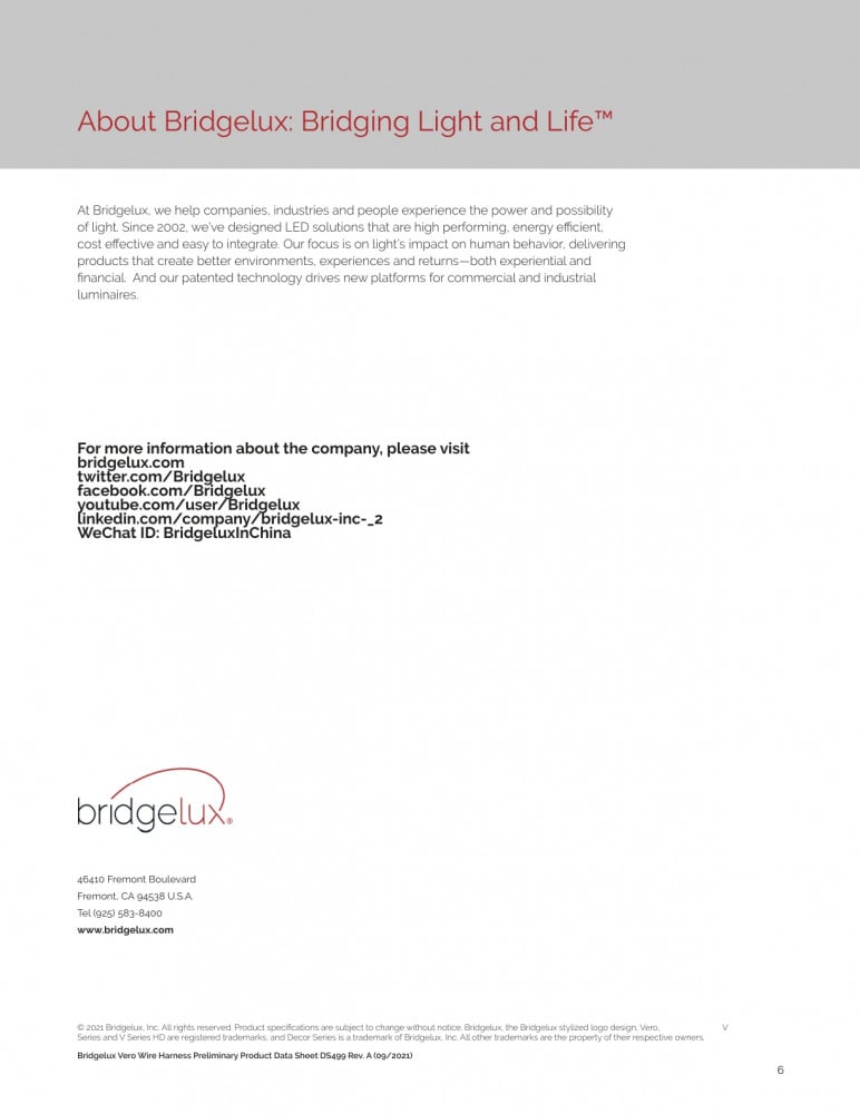 Bridgelux Vero Wire Harness datasheet page 8