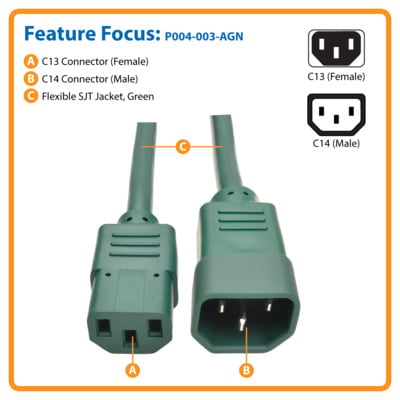 EATON P005-003-AGN Power Line Cable & Extension Cord Assembly