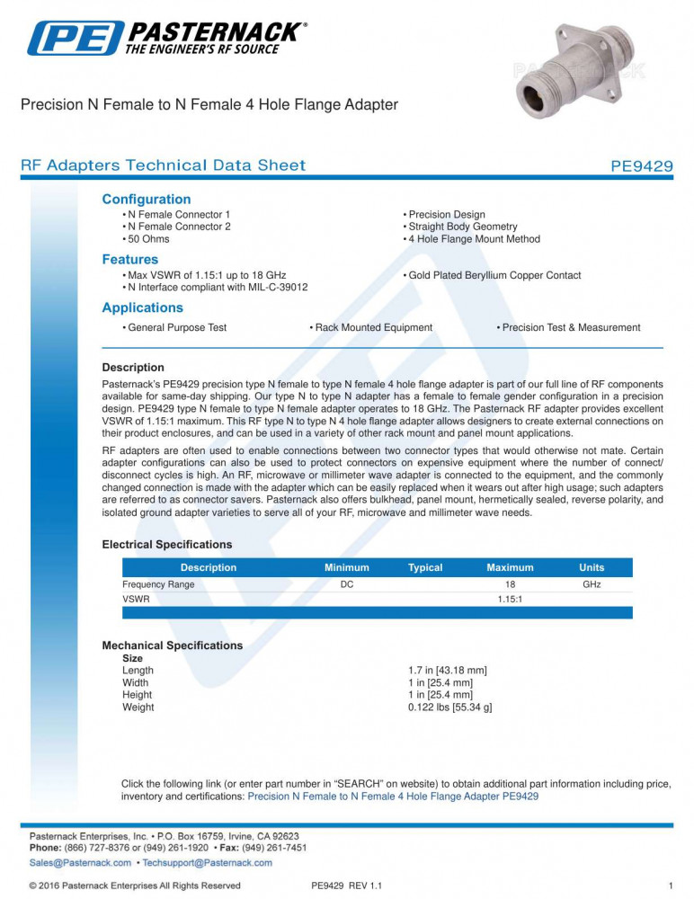 PE9429 datasheet page 1