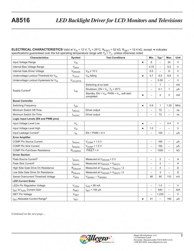 A8516 datasheet page 5