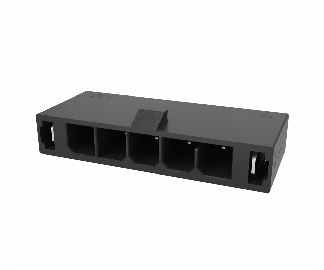 Mini-Fit Max Right Angle Header, Single Row, Surface Mount, 5 Circuits, Matte Tin (Sn) Plating, Black, Glow-Wire Capable, Tape and Reel for sale