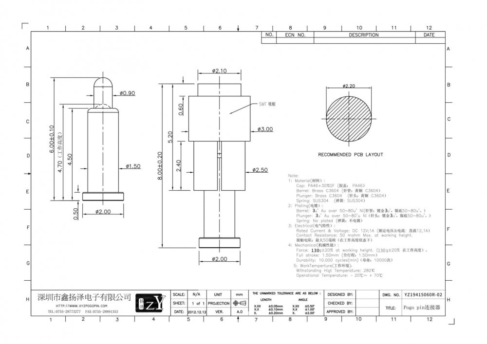 YZ19415060R-02 product specification page 3