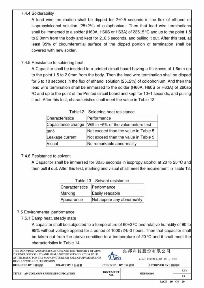 APAQ specification page 10