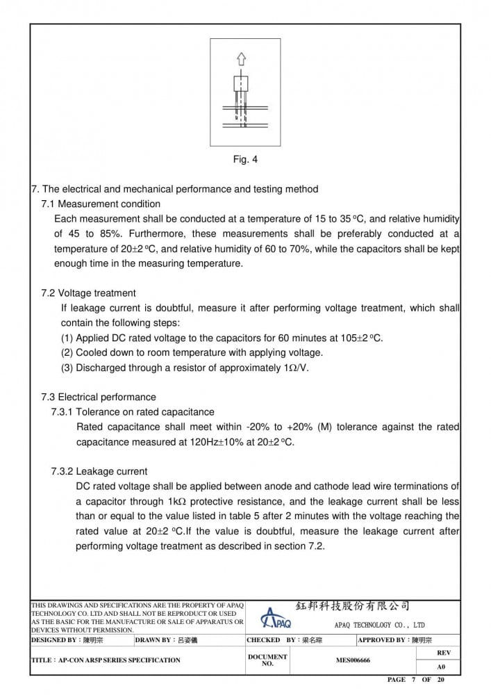 APAQ specification page 7