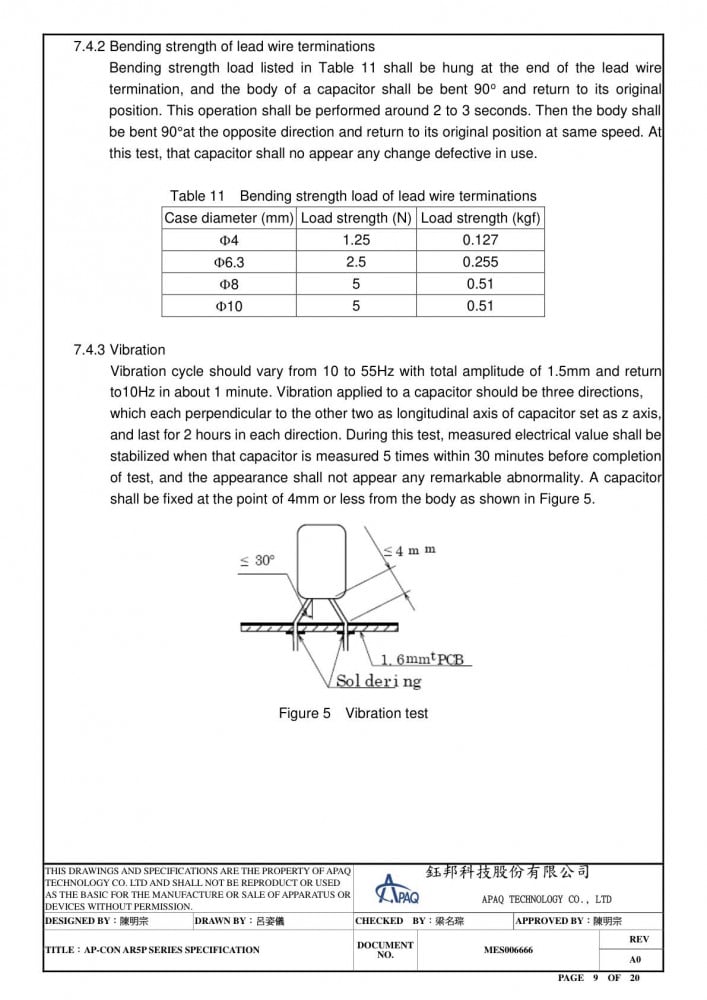APAQ specification page 9