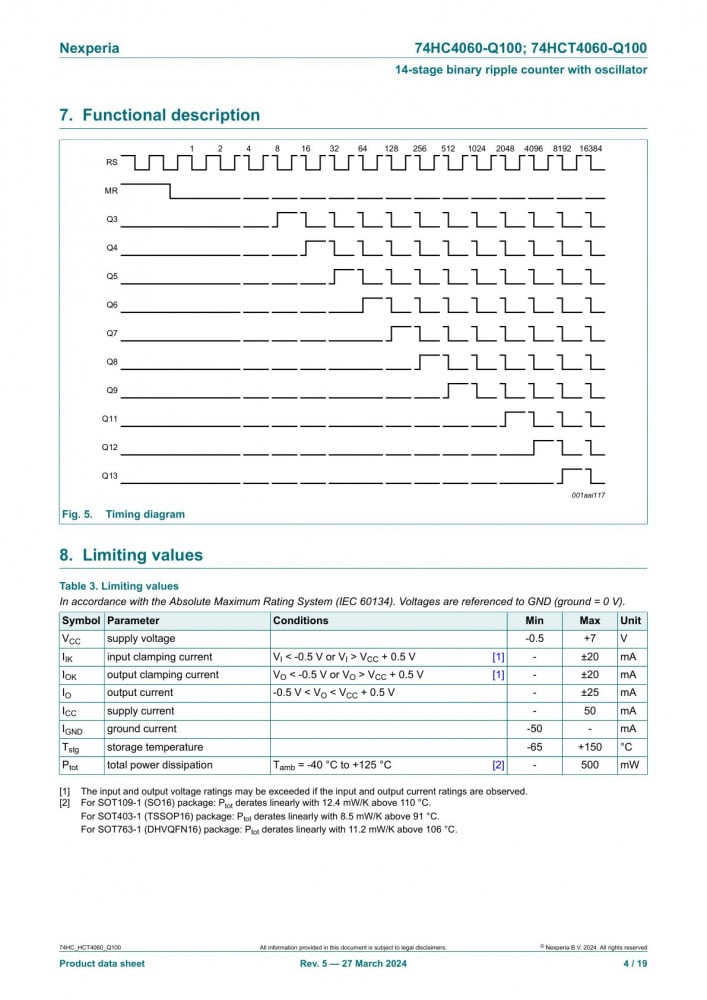 Nexperia 74HC4060BQ-Q100 datasheet page 4