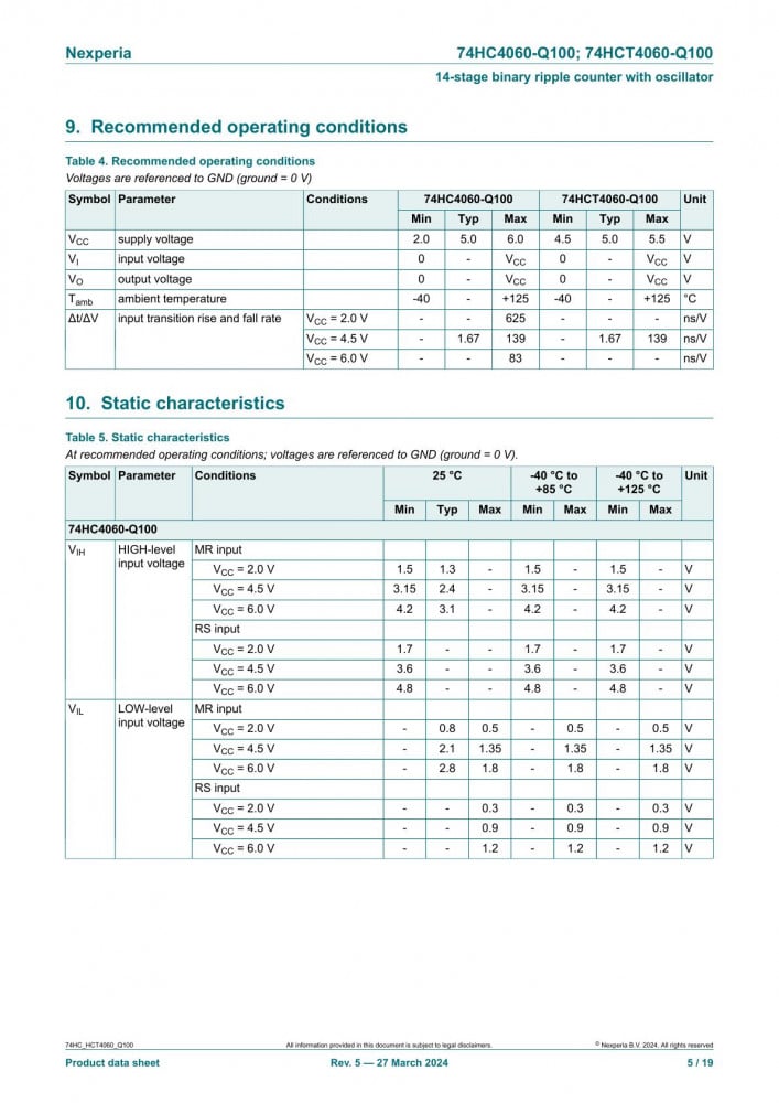 Nexperia 74HC4060BQ-Q100 datasheet page 5