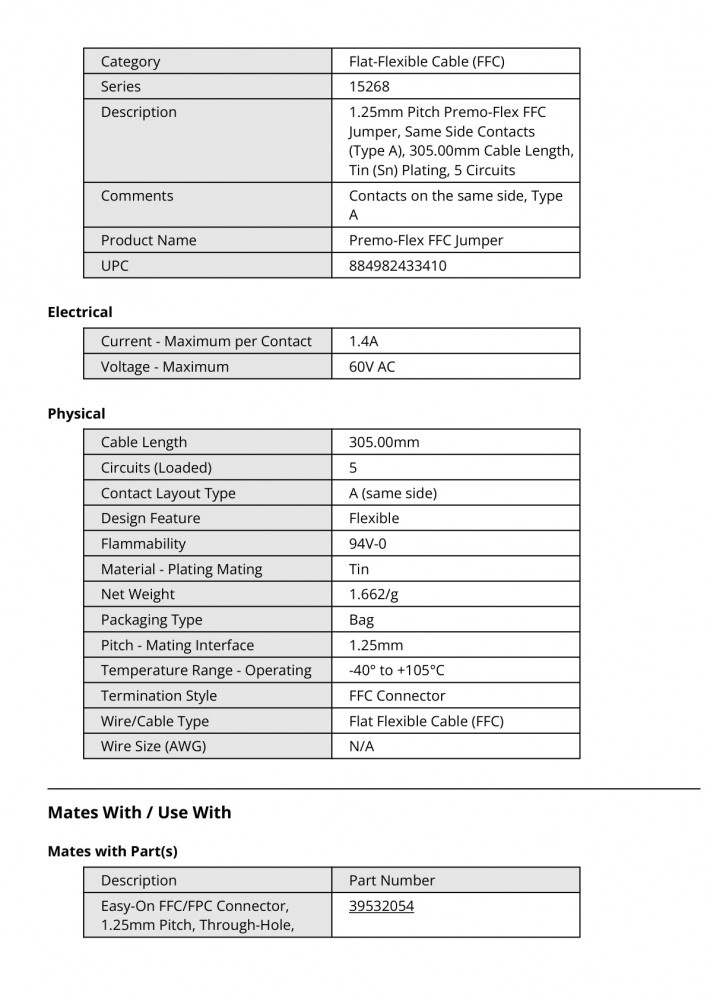 MOLEX 15268 product specification page 2