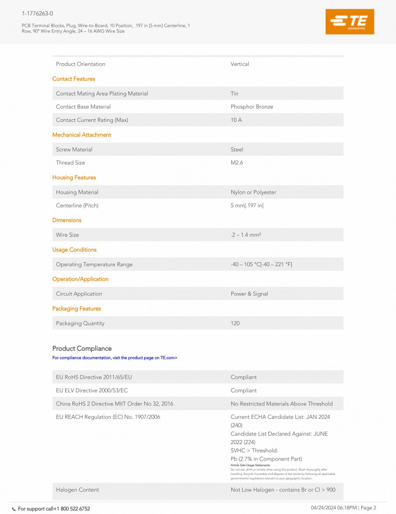 TE terminal block documentation page 2