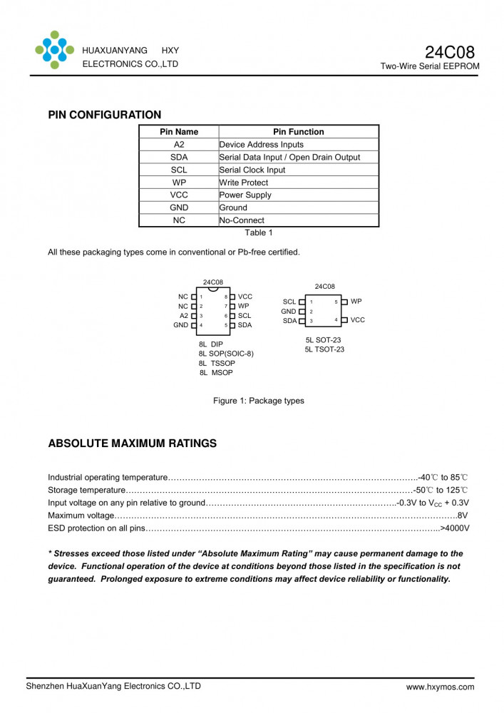 24C08-HXY datasheet page 2