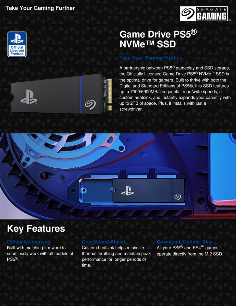 Seagate Game Drive PS5 NVMe SSD technical document page 1
