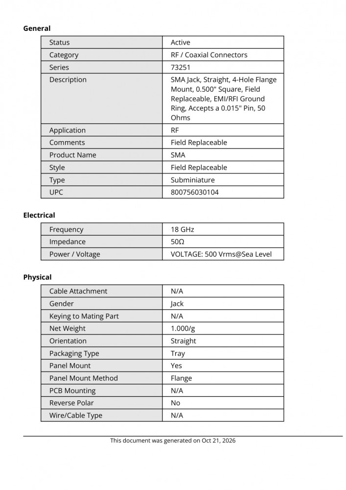Technical document page 2 for MOLEX 732510820