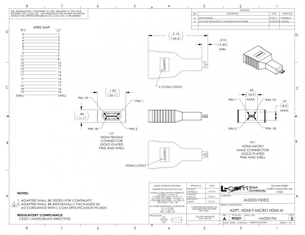 L-com VAD001FM technical document page