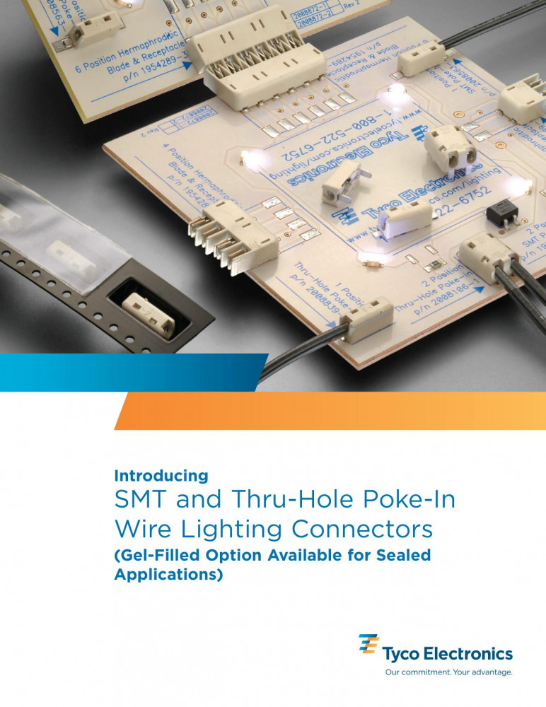 TE Connectivity poke-in wire lighting connector documentation page 1