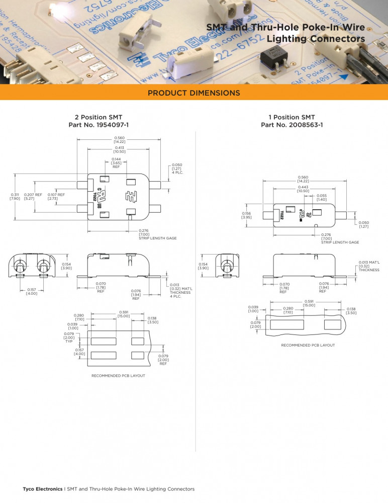 TE Connectivity poke-in wire lighting connector documentation page 4