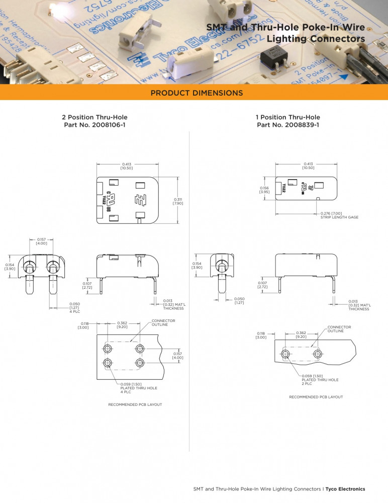 TE Connectivity two-position through-hole connector documentation page 5