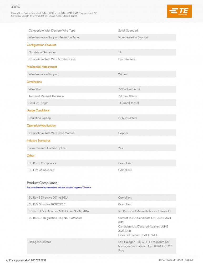 TE Connectivity 328307 document page 2
