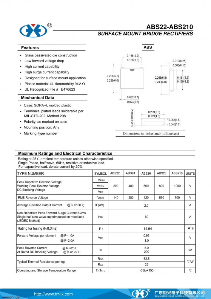 JUXING ABS210 datasheet page 1