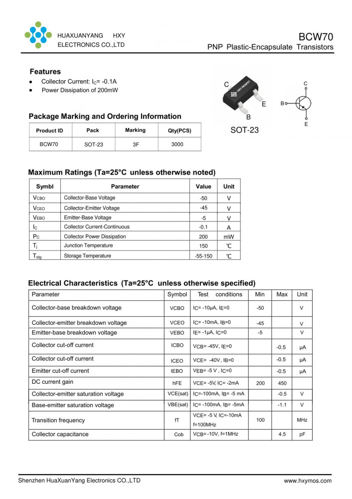BCW70-HXY datasheet page 1