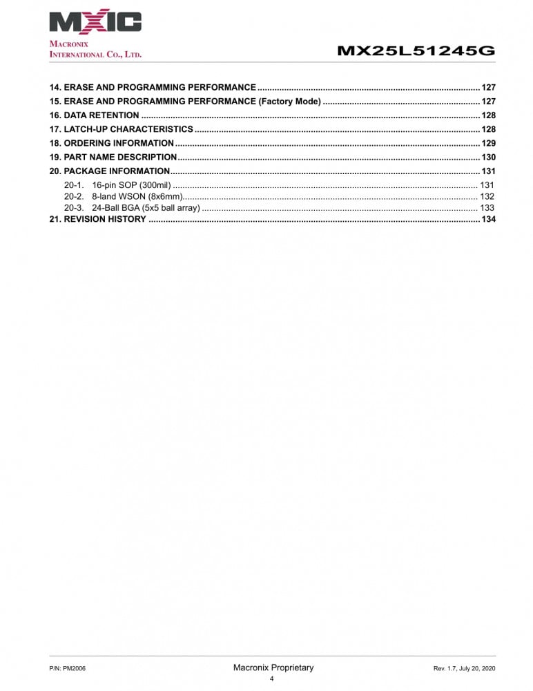 MX25L51245G datasheet page 4