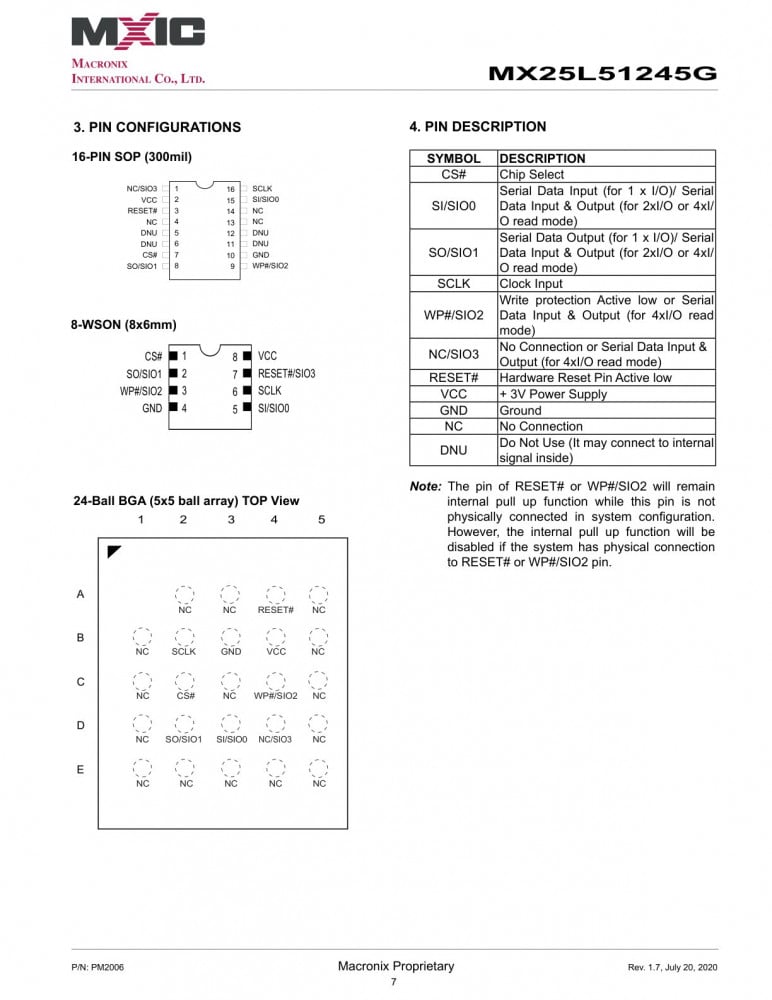 MX25L51245G datasheet page 7