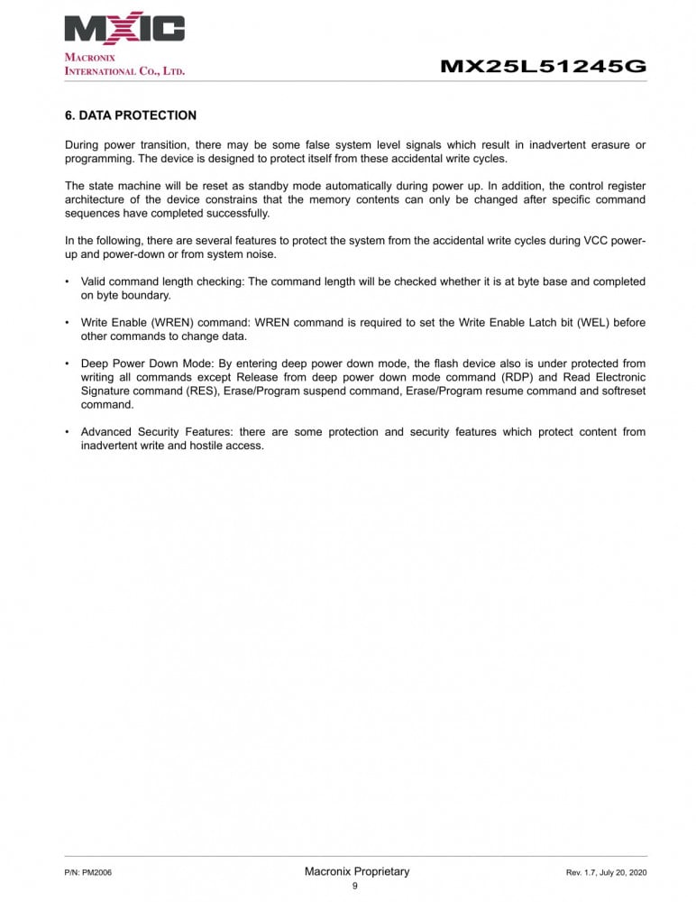 MX25L51245G datasheet page 9