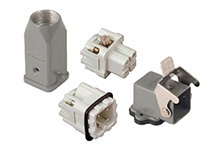 Heavy-Duty Connector Kit, 3 Pole, Series S-A Female-Male Inserts, M20 Die-cast Aluminum Hood-Top Entry, Bulkhead Housing-Right Angle, 1 Lever,  Size 3A «21x21», Grey for sale