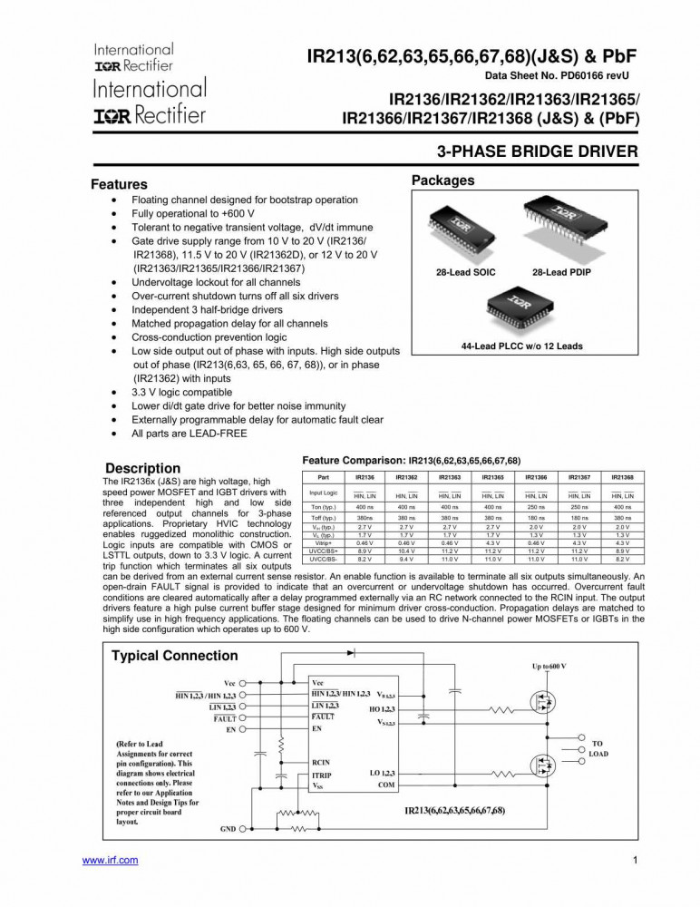 IR2136STRPBF datasheet page 1