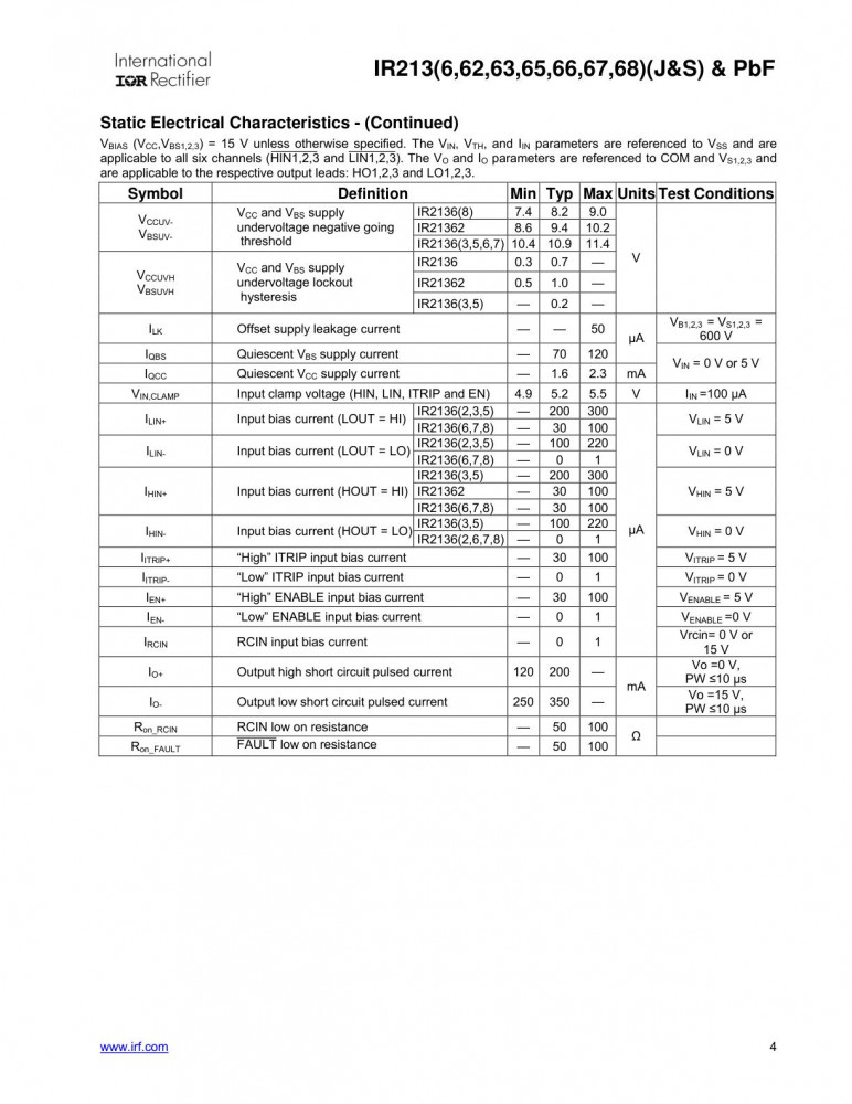 IR2136STRPBF datasheet page 4