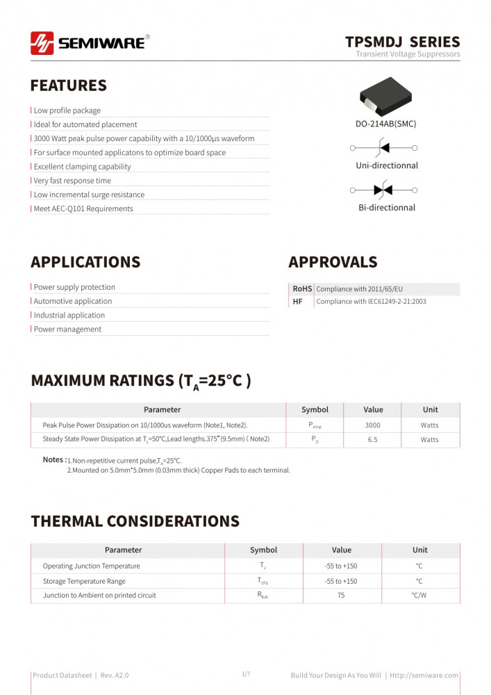 SEMIWARE TPSMDJ datasheet page 1