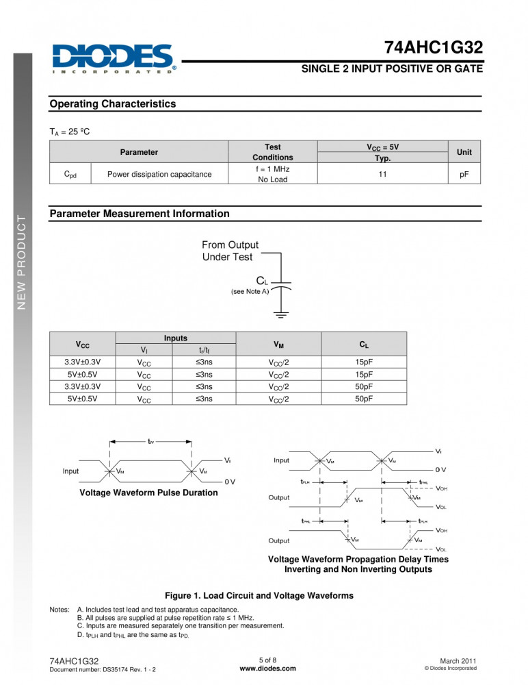 74AHC1G32W5-7 datasheet page 5