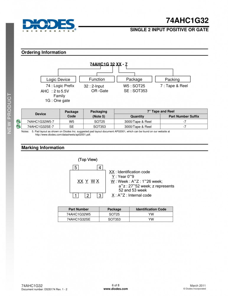 74AHC1G32W5-7 datasheet page 6