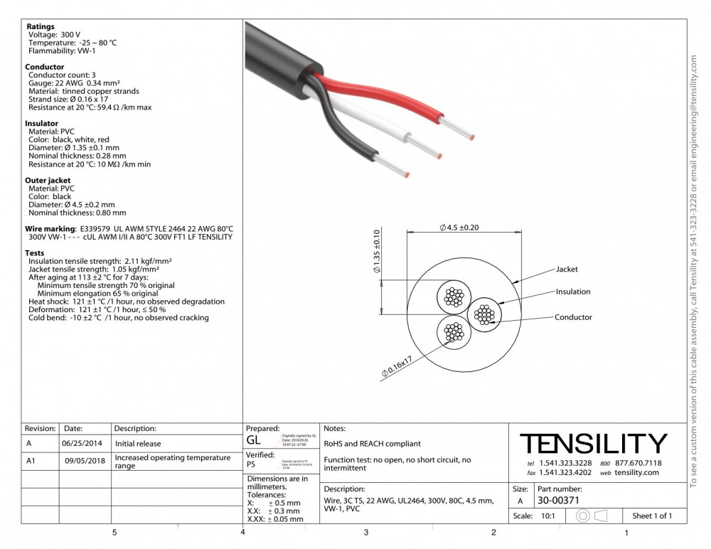 Tensility International 30-00371 technical drawing