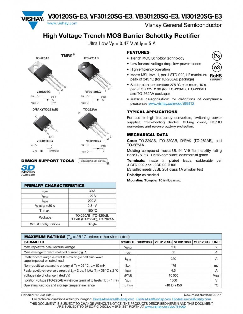 V30120SG datasheet page 1