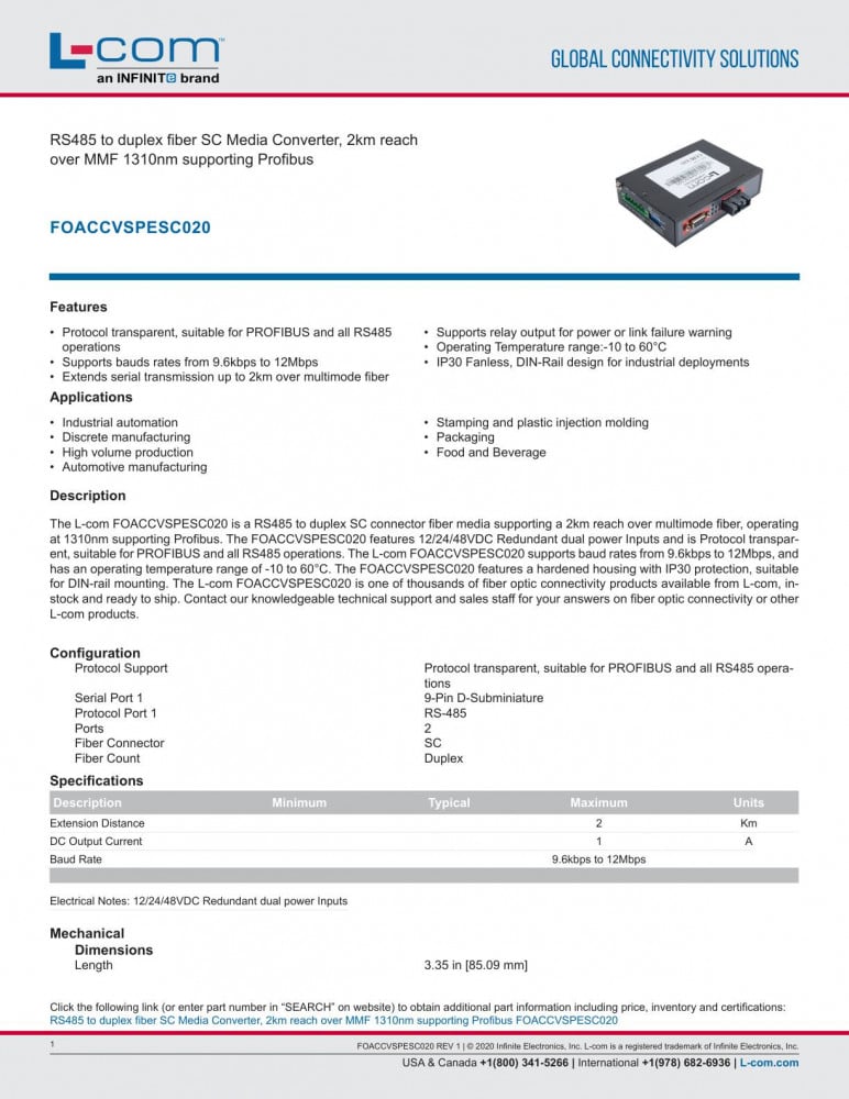 FOACCVSPESC020 technical document page 1