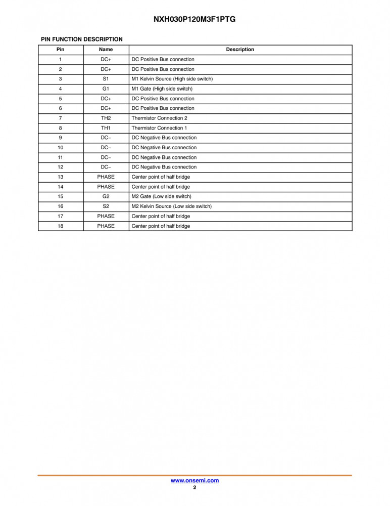 NXH030P120M3F1PTG datasheet preview, page 2