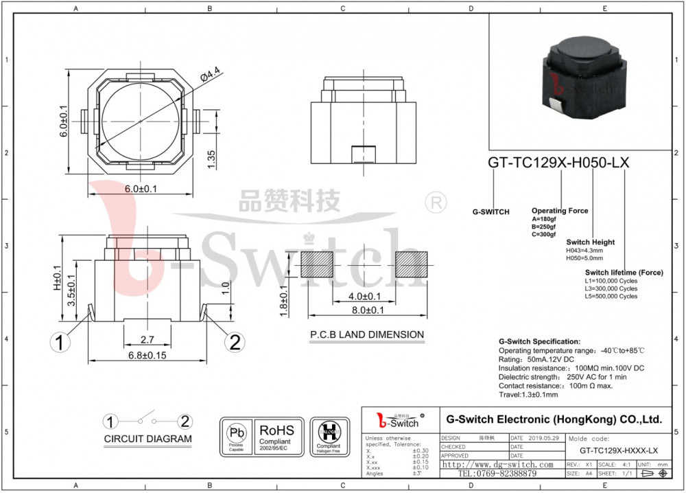 GT-TC129B-H043-L1 technical document preview