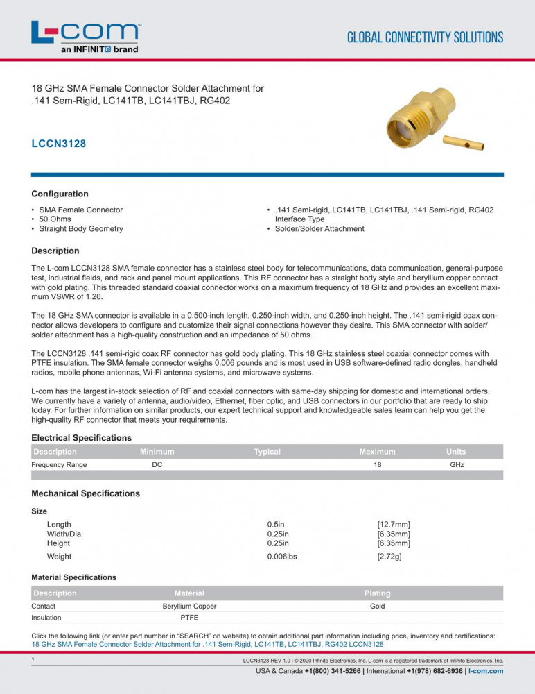 LCCN3128 technical document page 1