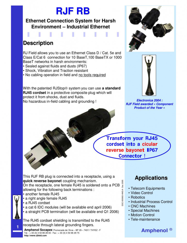 Amphenol RJF RB documentation page 1