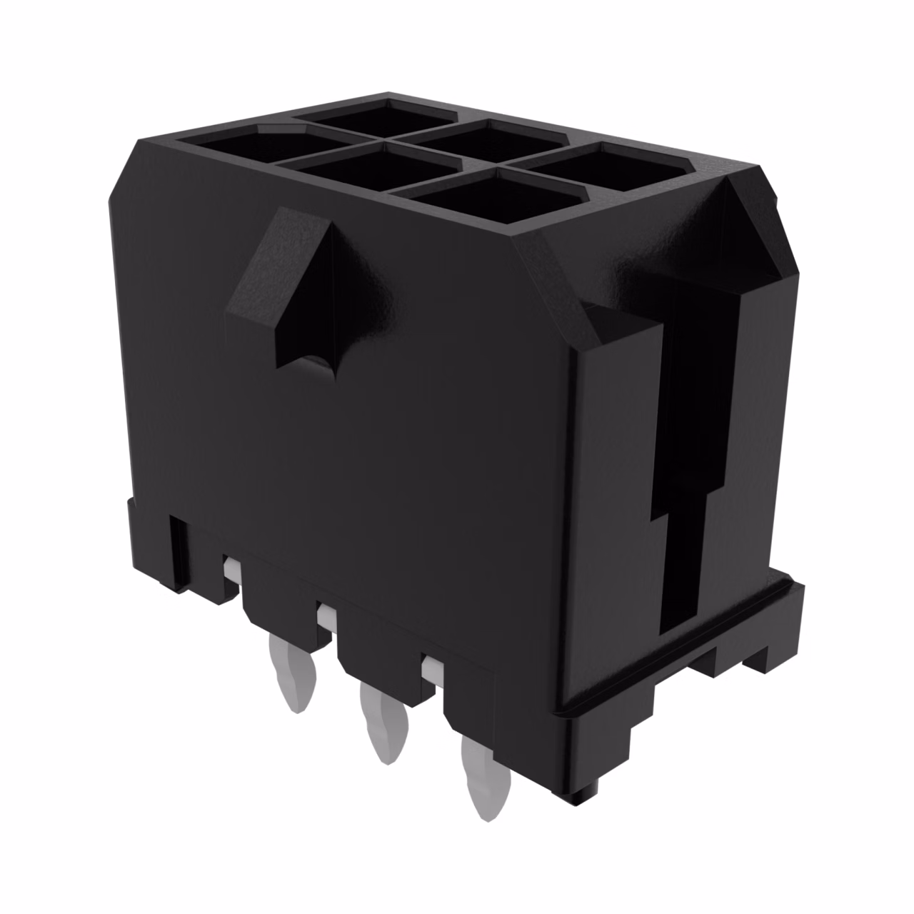 Micro-Fit 3.0 Vertical Header, 3.00mm Pitch, Dual Row, 6 Circuits, Kinked Tail, with PCB Polarizing Peg, 2.54µm Matte Tin Plating, Glow-Wire Capable, Black for sale