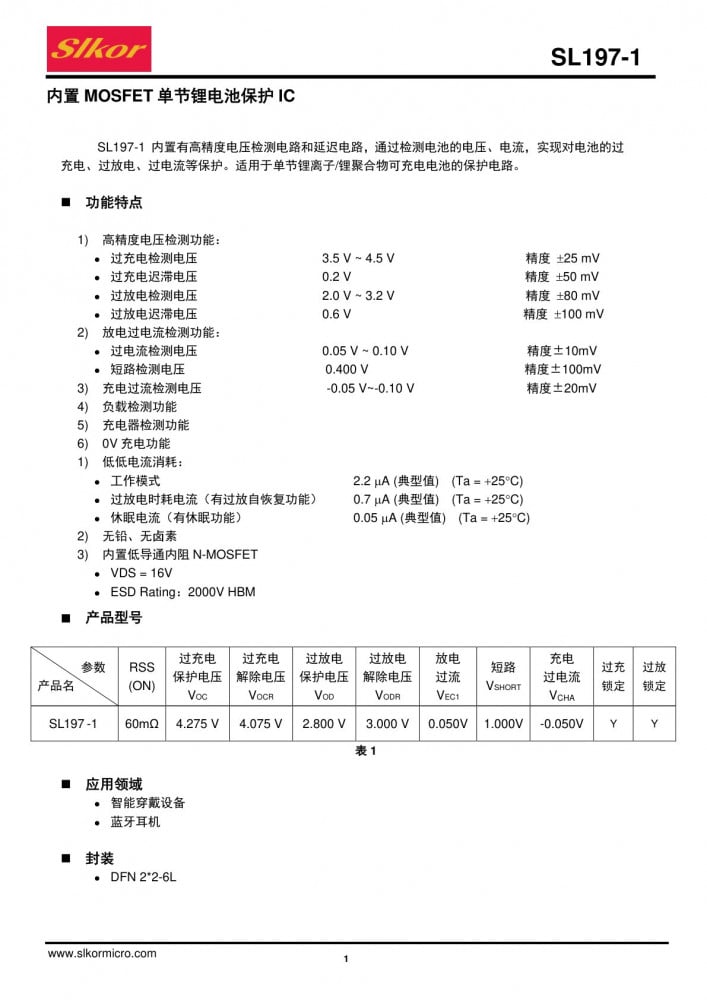 SL197-1 datasheet page 1